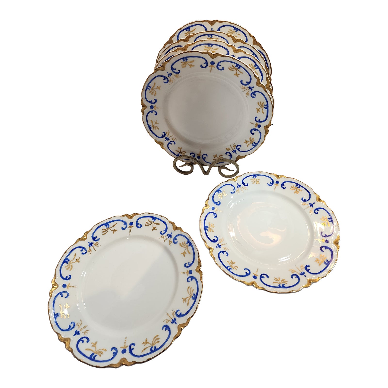 Very Rare Set of 6 Antique Limoges Venice Dinner Plates | Chairish
