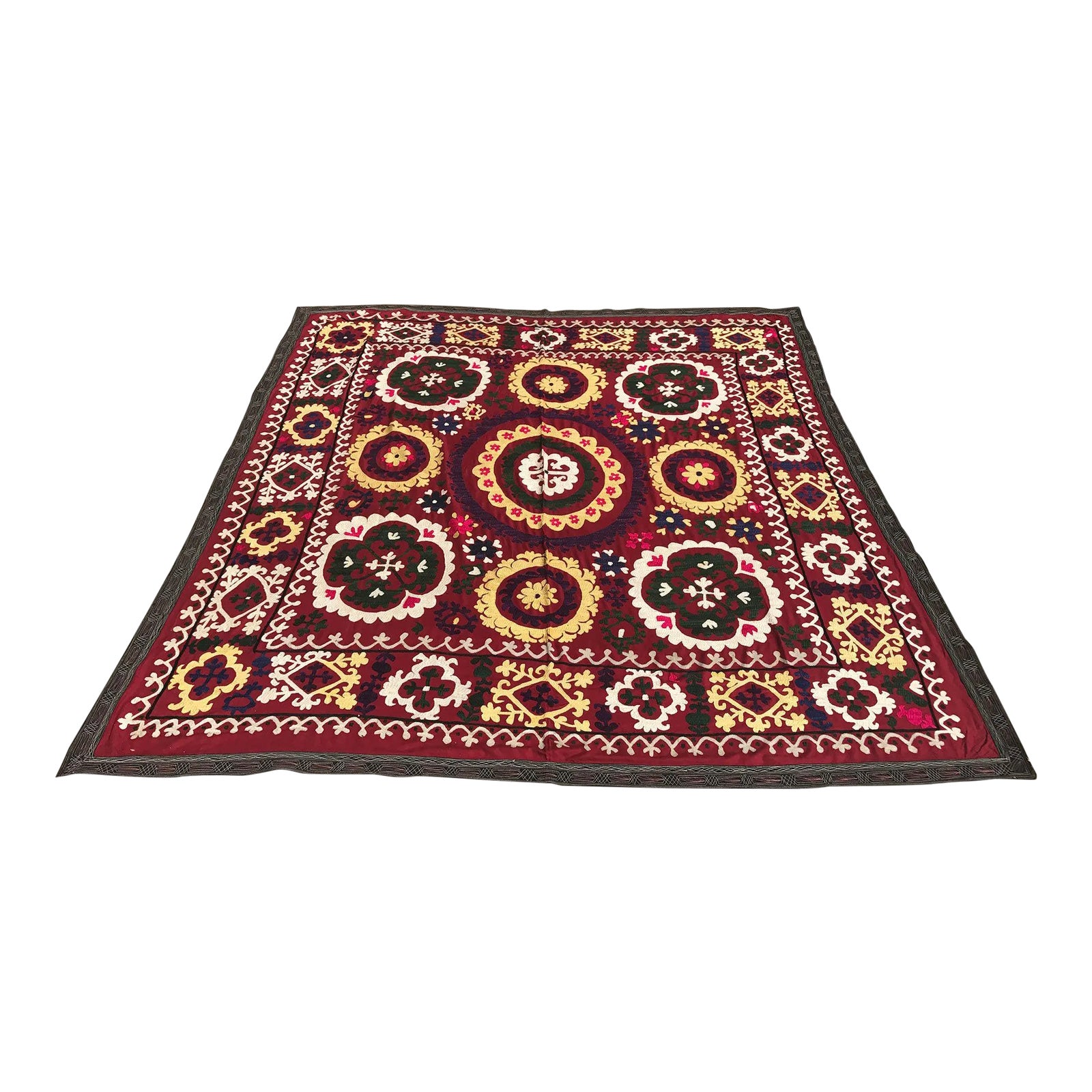 Vintage Handmade Turkish Suzani Fabric Bedding | Chairish