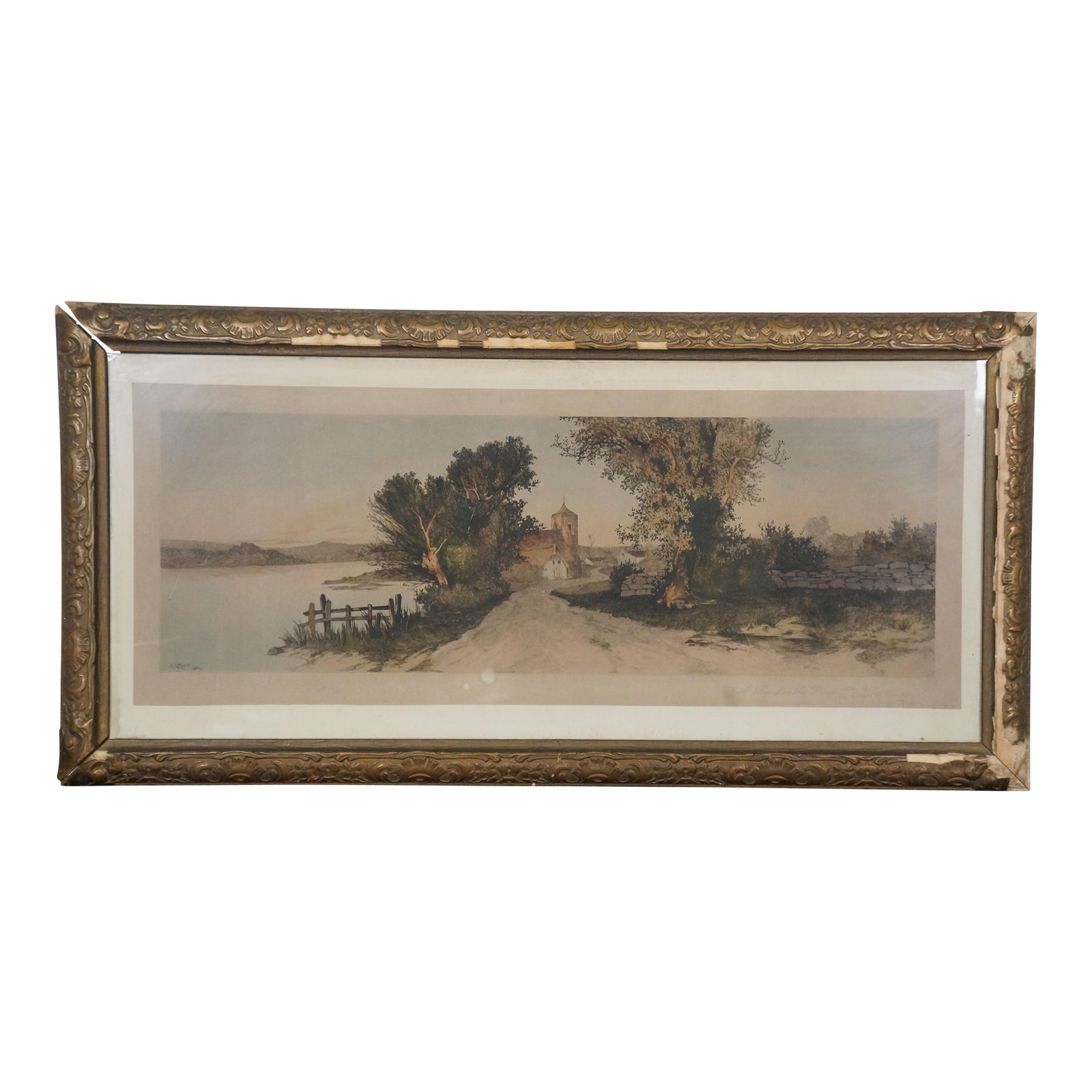 Late 19th Century Antique Ernest C Rost a Bend in the River Colored ...