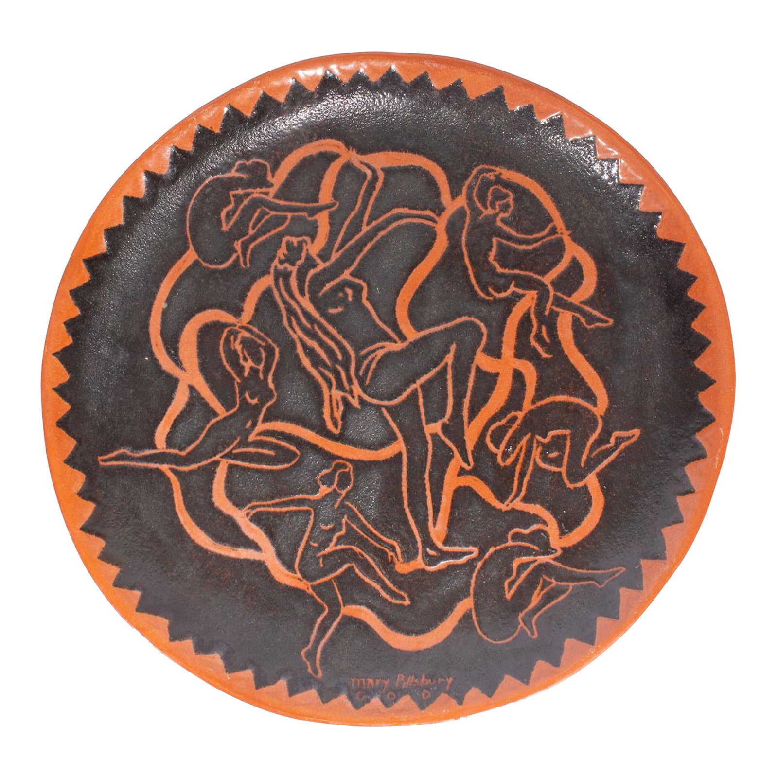 Mary Pillsbury Signed Studio Pottery Charger With Nude Figure Design ...