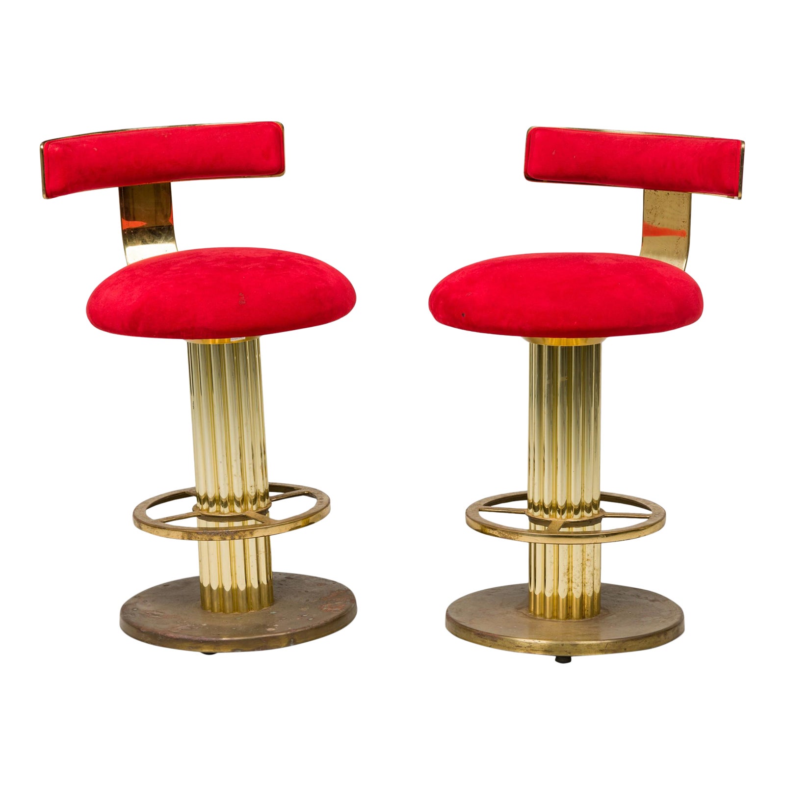 Designs for Leisure Mid-Century American Fluted Column Red Upholstered ...