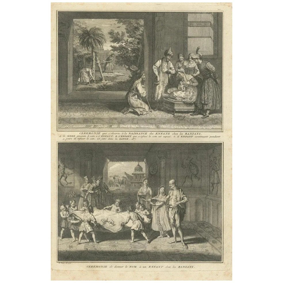 Picart, Birth and Naming Rituals of the Banians, 1734, Print | Chairish