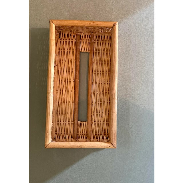 Vintage Tan Woven Rattan Tissue Box Cover | Chairish