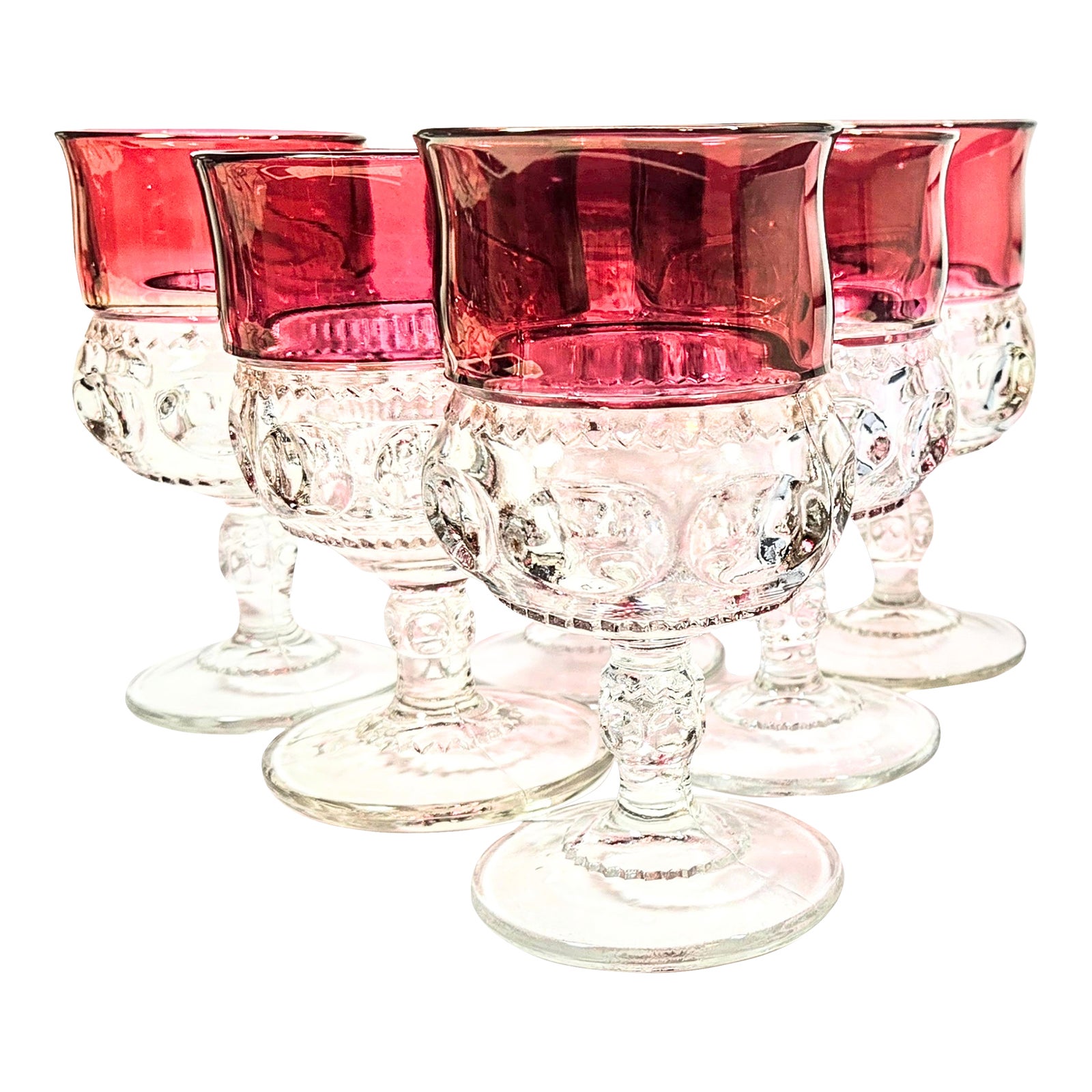 Classical Georgian Ruby Goblets- Set of 6 | Chairish