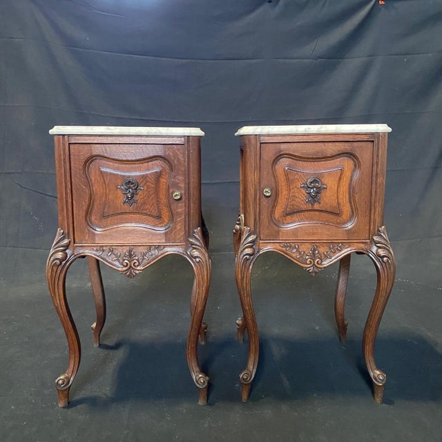 19th Century French Louis XV Carved Night Stands With Original Carrara ...