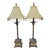 Pair Tall Vintage Palm Beach Style Palm Tree Table Lamps Beaded Silk ...