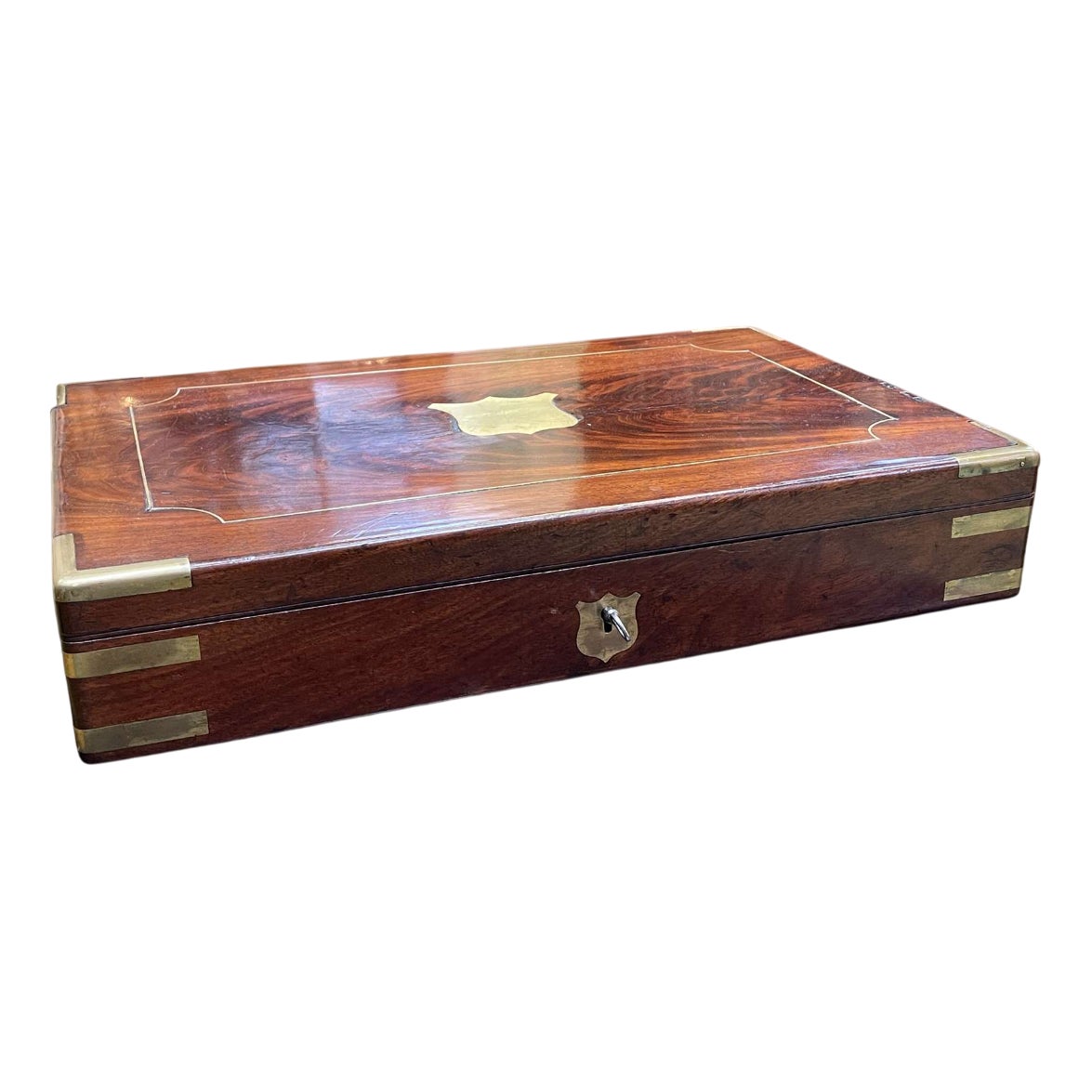 19th Century Mahogany Marine Chest | Chairish