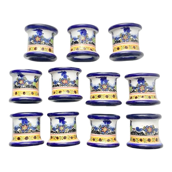 Talavera Puebla Mexican Pottery Blue & Yellow Ceramic Hand-Painted ...