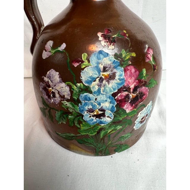 Hand Painted Stoneware Pottery Jug | Chairish