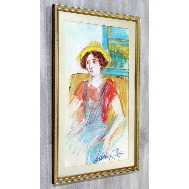 Mid Century Modern Framed Susan Bolt Untitled Female Pastel Painting by ...