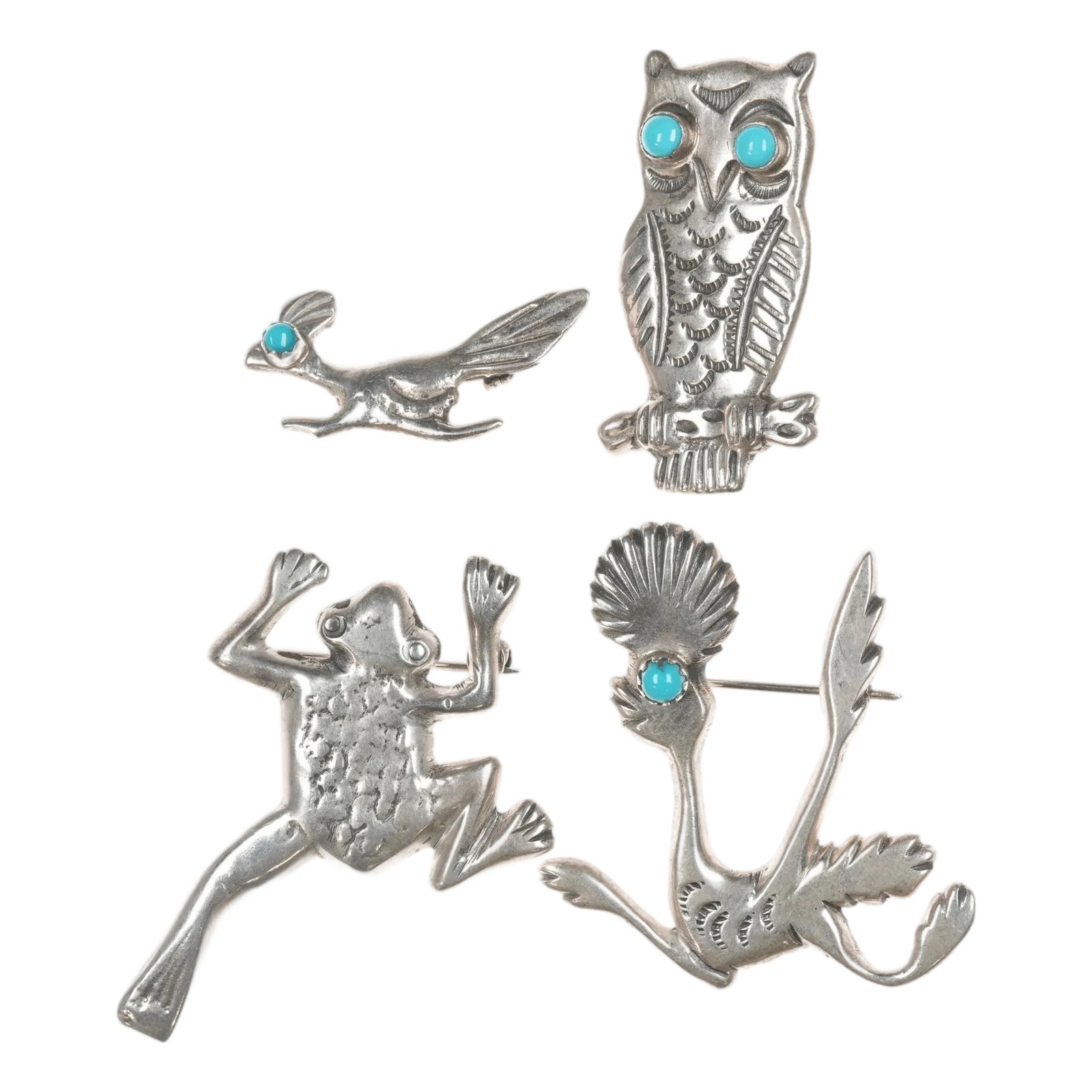 Vintage Nellie Tso Navajo and other sterling animal pins | Chairish