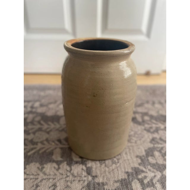 Vintage Stoneware Pottery Jar Crock Salt Glaze Cobalt Blue Bunny Rabbit ...