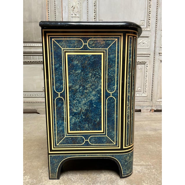 French Regence Style Commode with a Blue, White and Black Lacquered ...