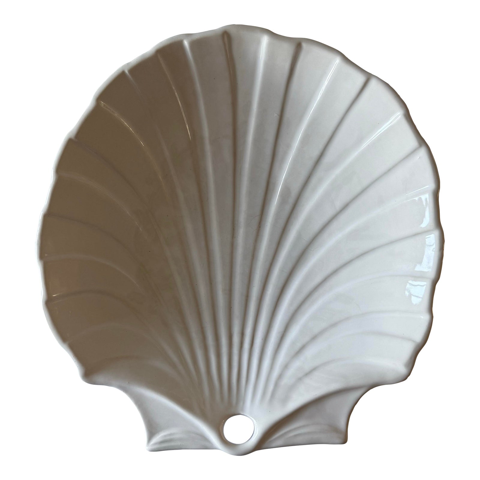 Vintage Ceramic Scallop Shell Serving Platter Made in Portugal | Chairish