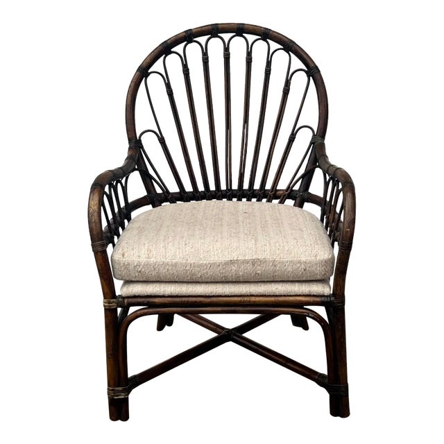 1980s Franco Albini Style Bamboo Rattan Armchair | Chairish
