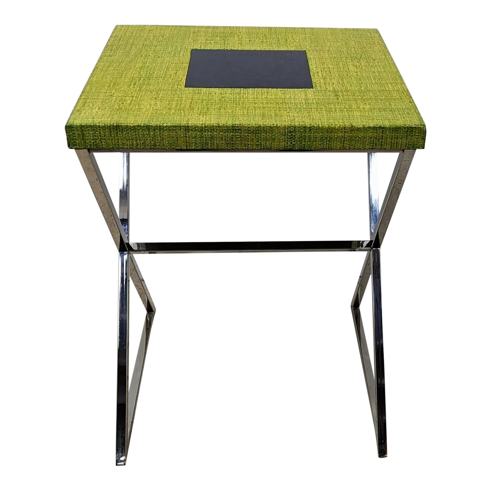 Raffia and Chrome Side Table | Chairish