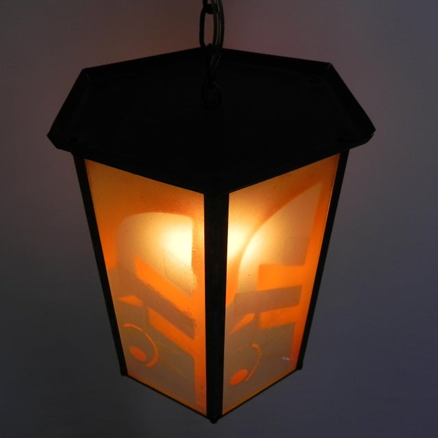 Art Deco Hanging Lamp with Glass Plates | Chairish