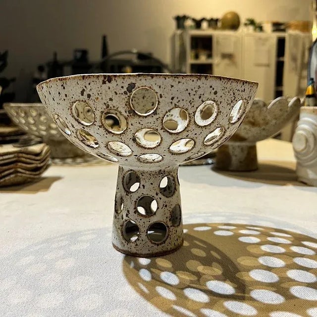 Hand-Built Small Footed Pedestal Bowl | Chairish