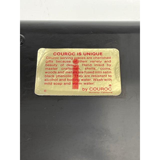 Vintage Couroc Phenolic Resin Serving Tray With Wood Brass Inlaid Whale ...