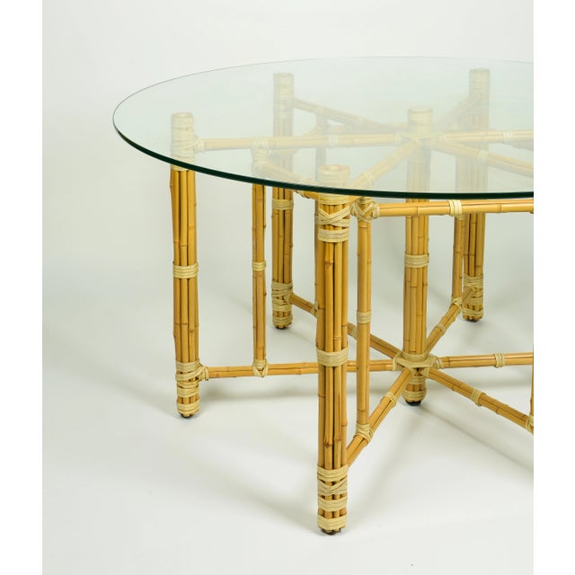 A Bamboo and Glass Round Dining Table | Chairish