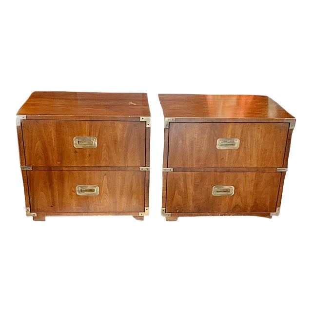 Mid 20th Century Mid-Century Henredon Campaign Nightstands - a Pair ...