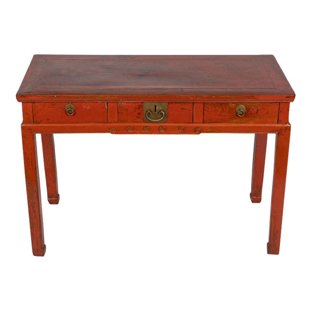 Antique Chinese Red Lacquered Elm Writing Table Chairish