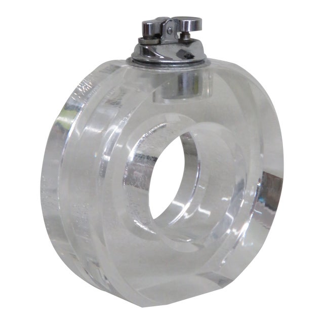 Japan Lucite Round Table Lighter | Chairish