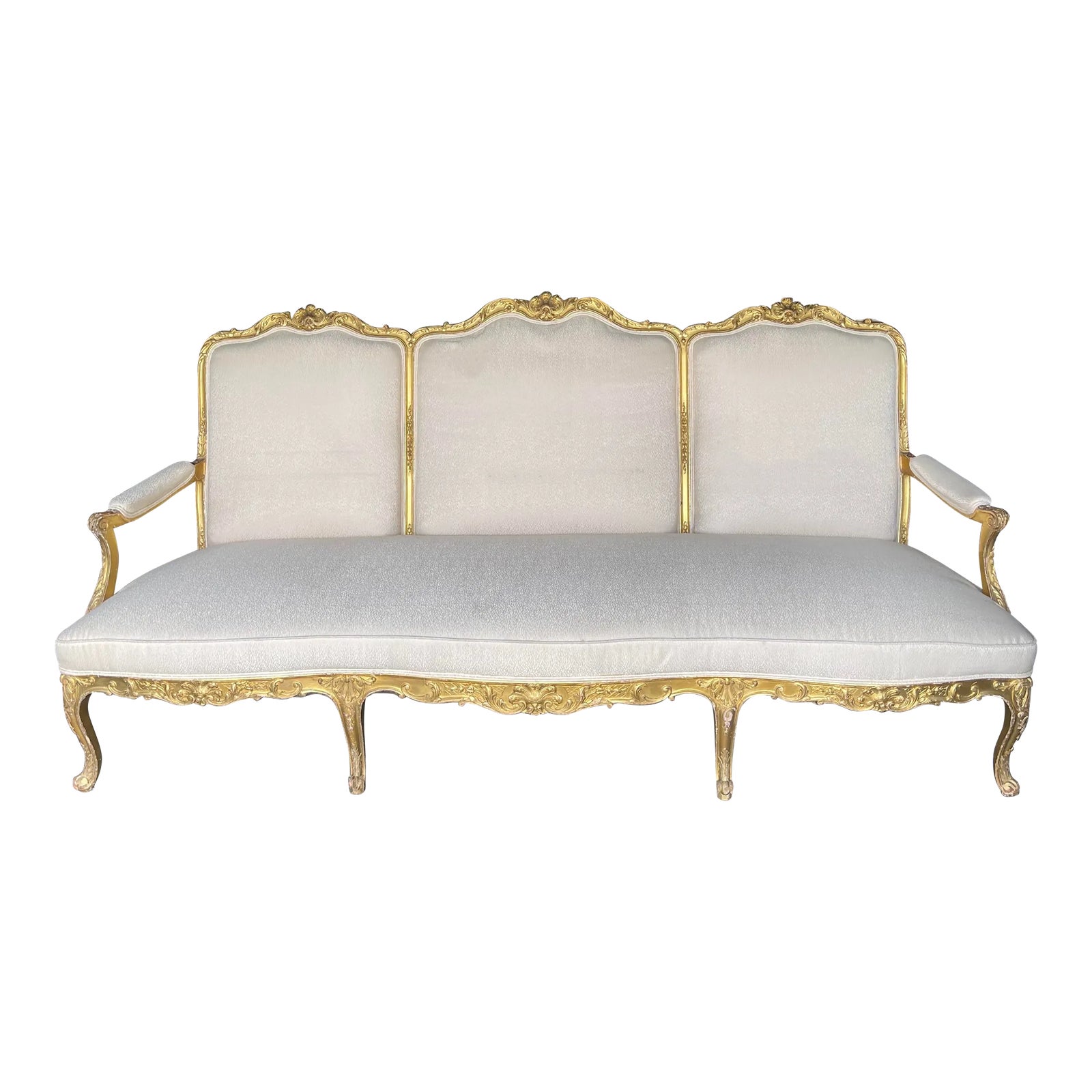 Antique French Louis Xv Style Carved Giltwood Sofa | Chairish