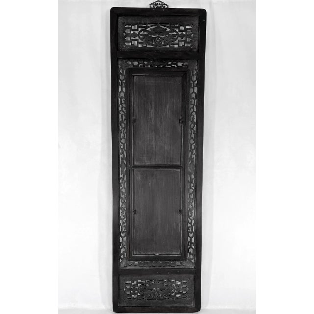 Chinese Carved Blackwood Wall Panel With Hand Painted Mountain ...