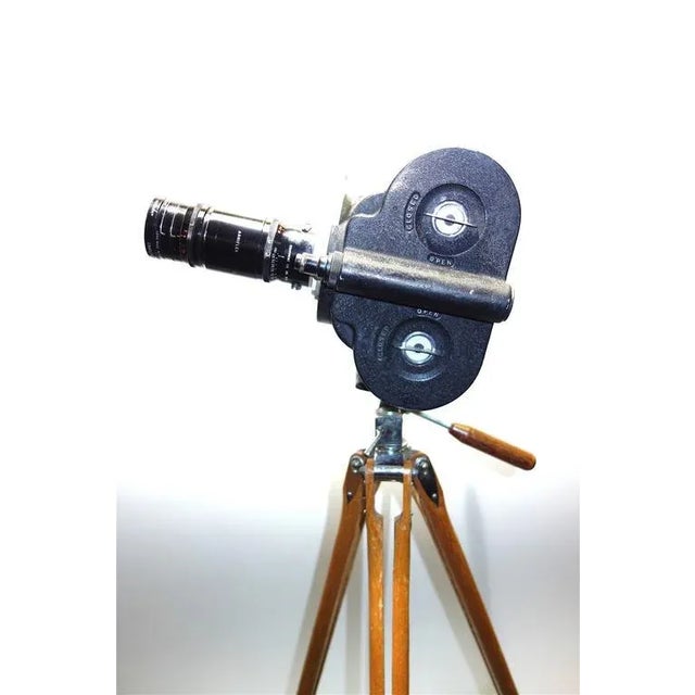 C. 1931 Movie Camera Hand Crank Winder With Wood Tripod | Chairish