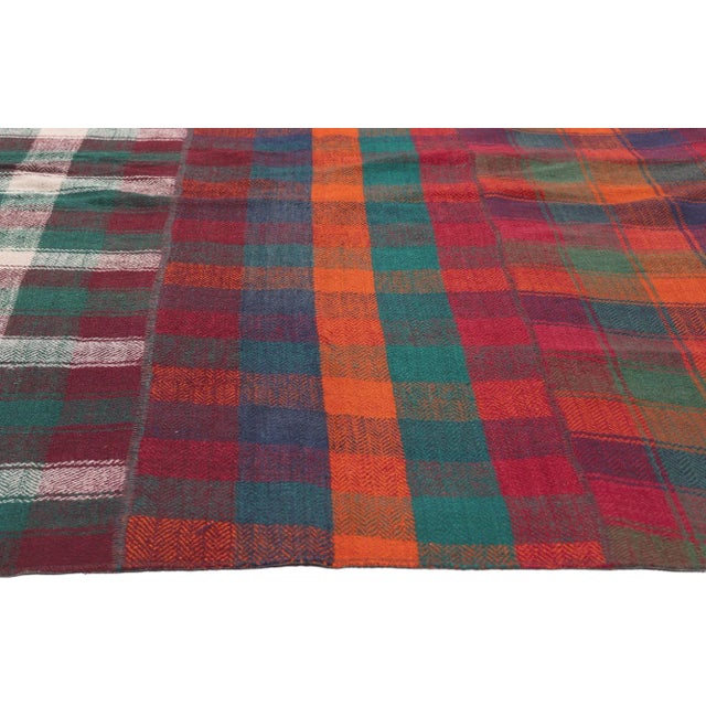 Vintage Kilim Tartan Plaid Rug - 11'02 x 11'11 | Chairish