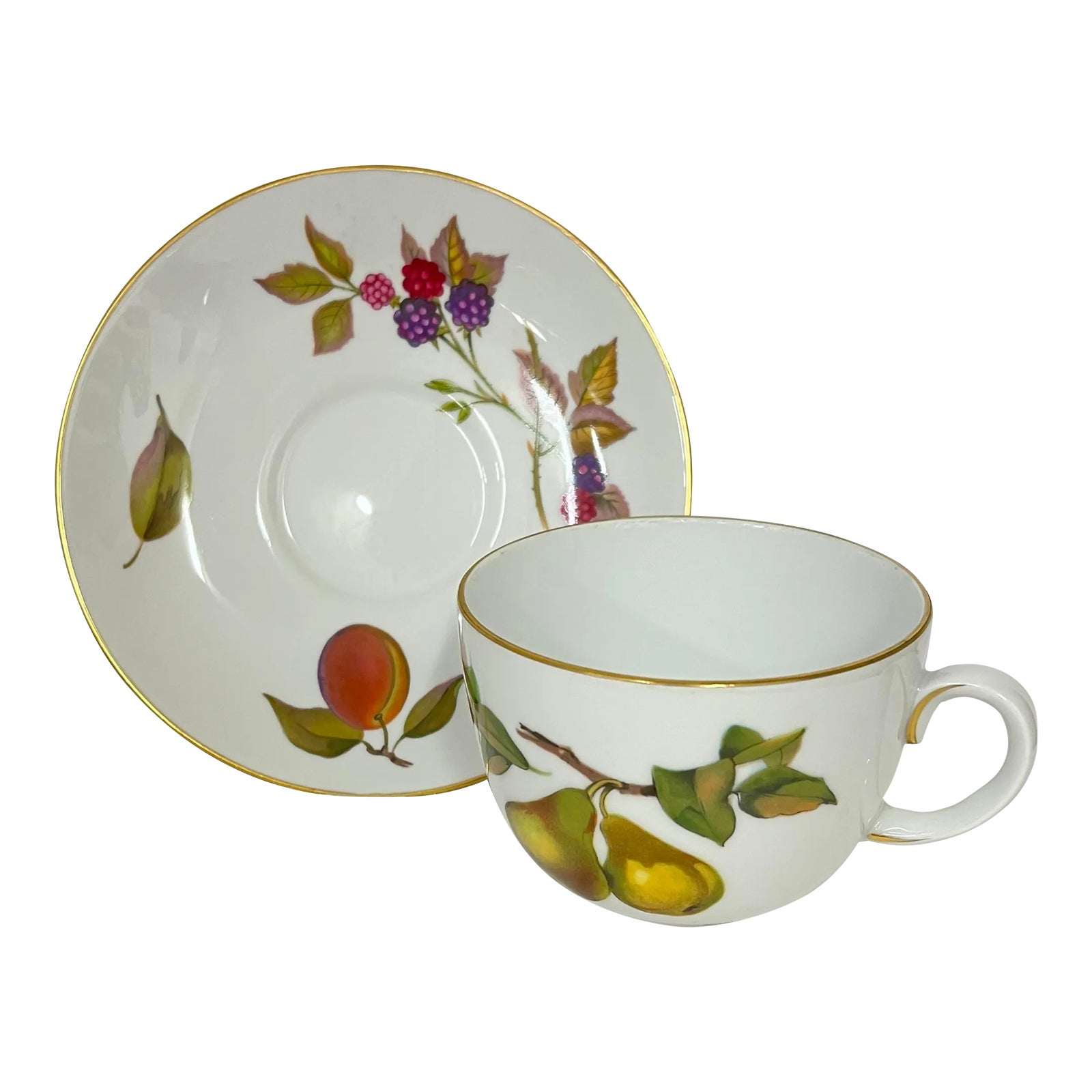 Royal Worcester Evesham Cup and Saucer - 1 Set | Chairish