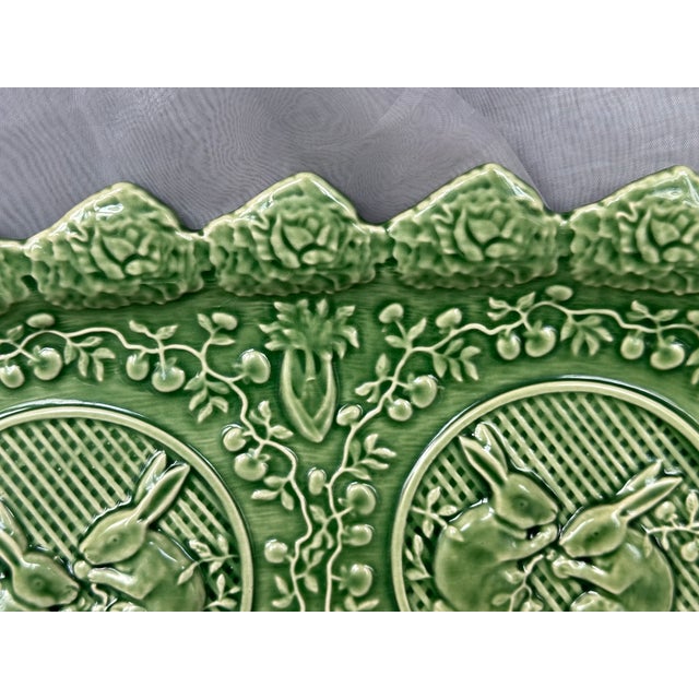 Bordallo Pinheiro Pottery Decorative Rabbit Platter | Chairish