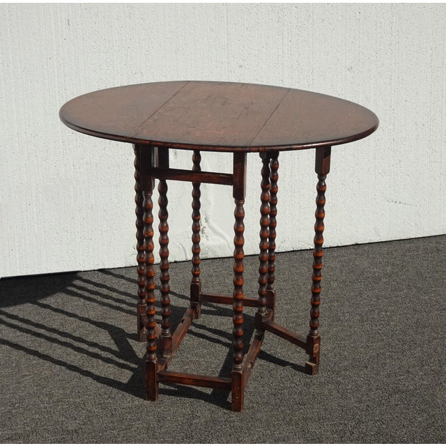 Antique Barley Twist Drop Leaf Side Table ~ French Country | Chairish