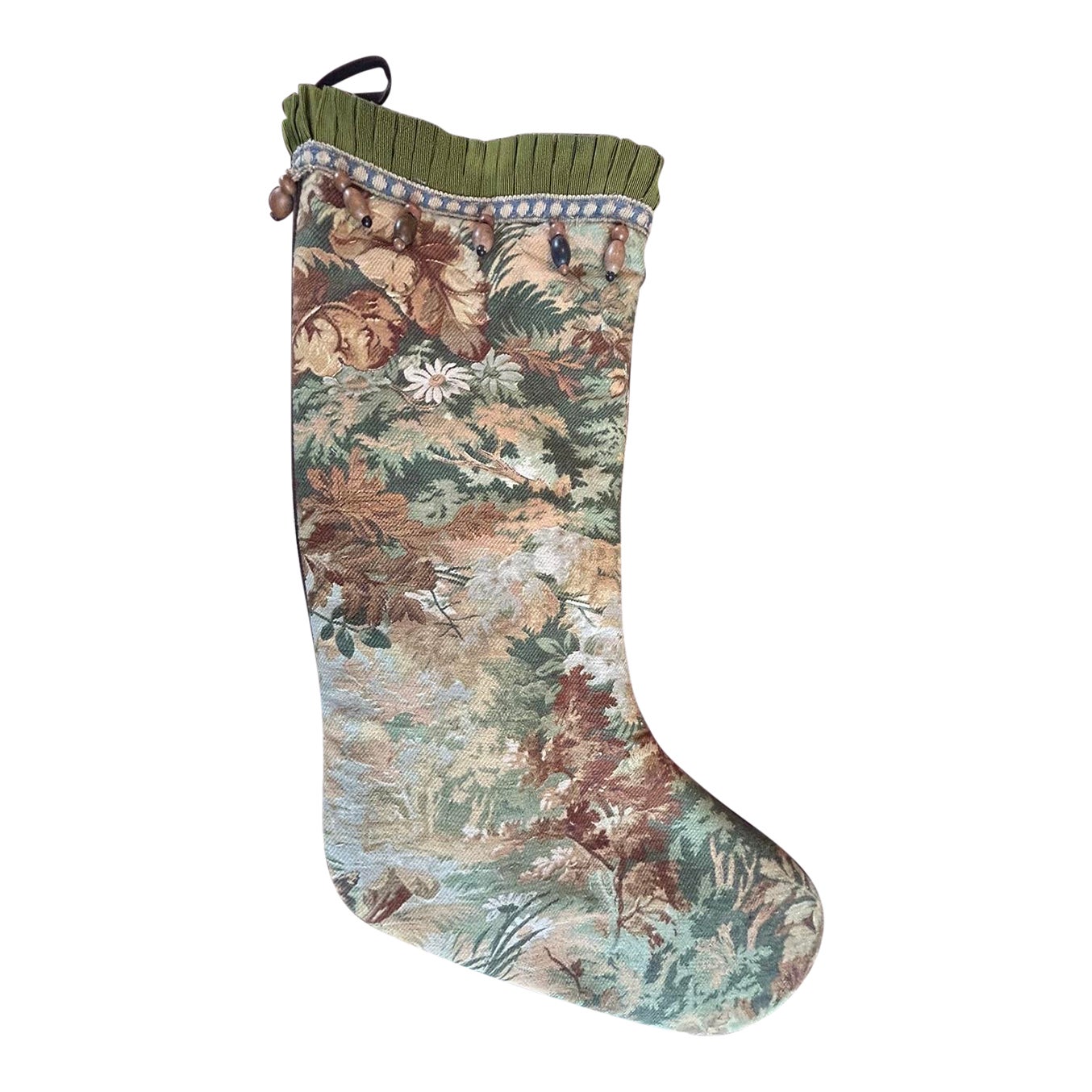 Antique Fabric Christmas Stocking | Chairish