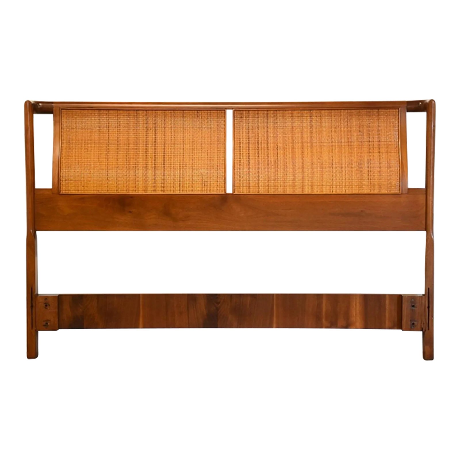 1960s Walnut and Cane Full Headboard by Barney Flagg for Drexel ...