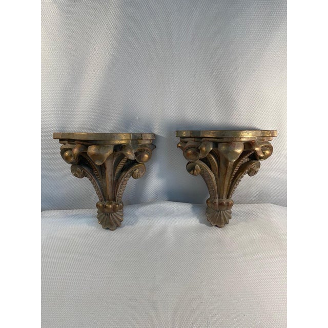 Late 20th Century Italian Style Wall Shelf Brackets - a Pair | Chairish