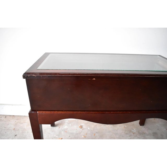 Vintage Display Dark Wood Side Table | Chairish