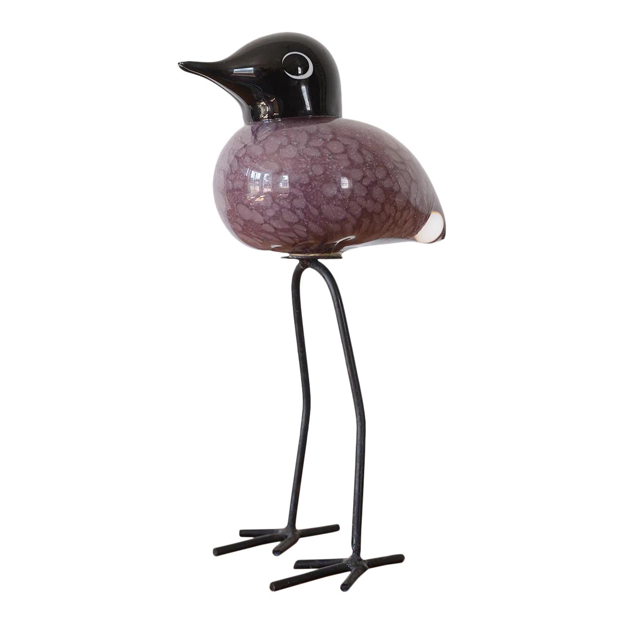Mid Century Modern Style Hand-Blown Glass Bird Figurine With Metal Legs ...