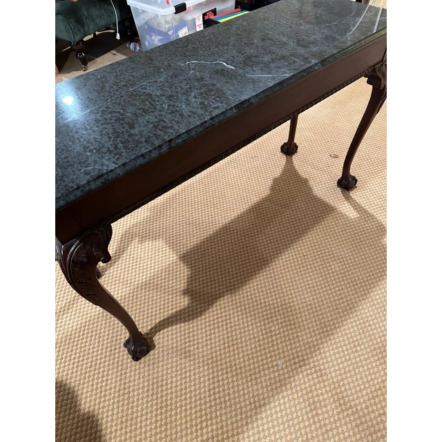 1990s Stickley Carved Mahogany Chippendale Style Ball and Claw Marble ...