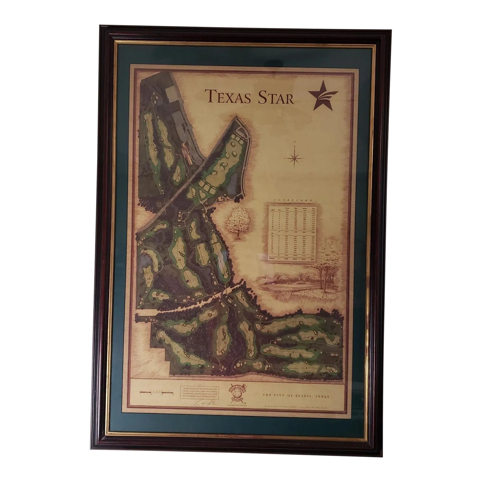 Late 20th Century Keith Foster Texas Star Golf Course Map Print Euless ...