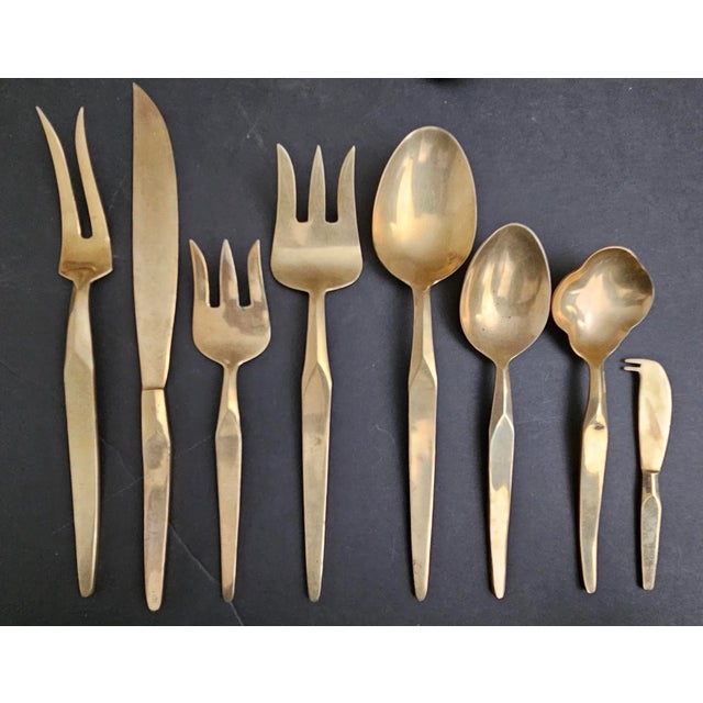 Vintage Nickel Bronze Flatware Set - 54 Pieces | Chairish