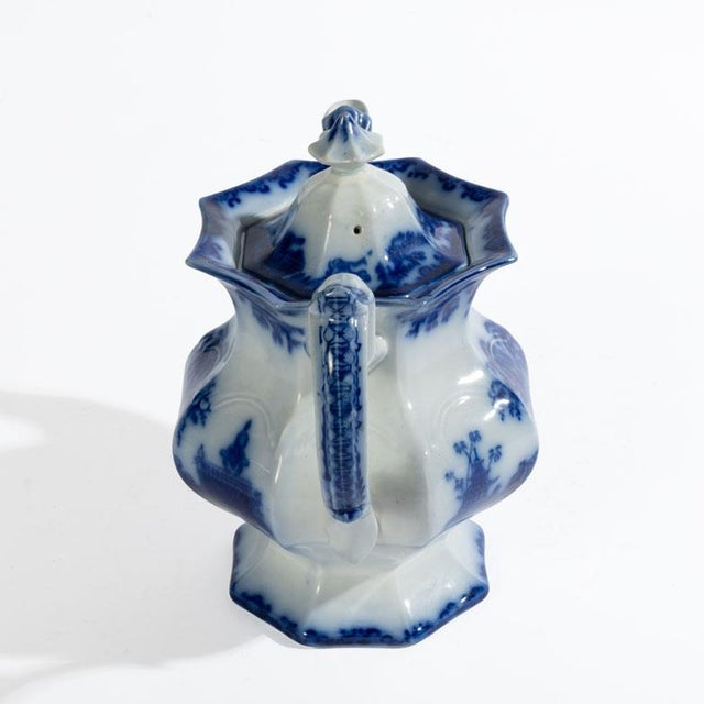 19th Century Flow Blue Teapot Alcock Scinde Pattern Circa 1840s | Chairish