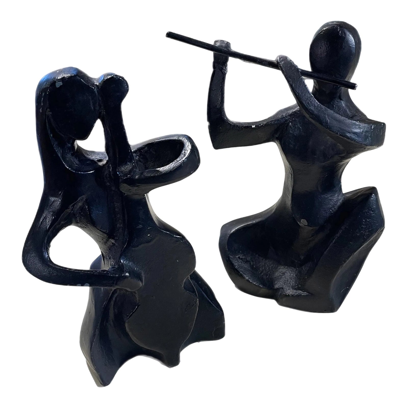 Vintage Abstract Musicians Sculptures- Set of 2 | Chairish