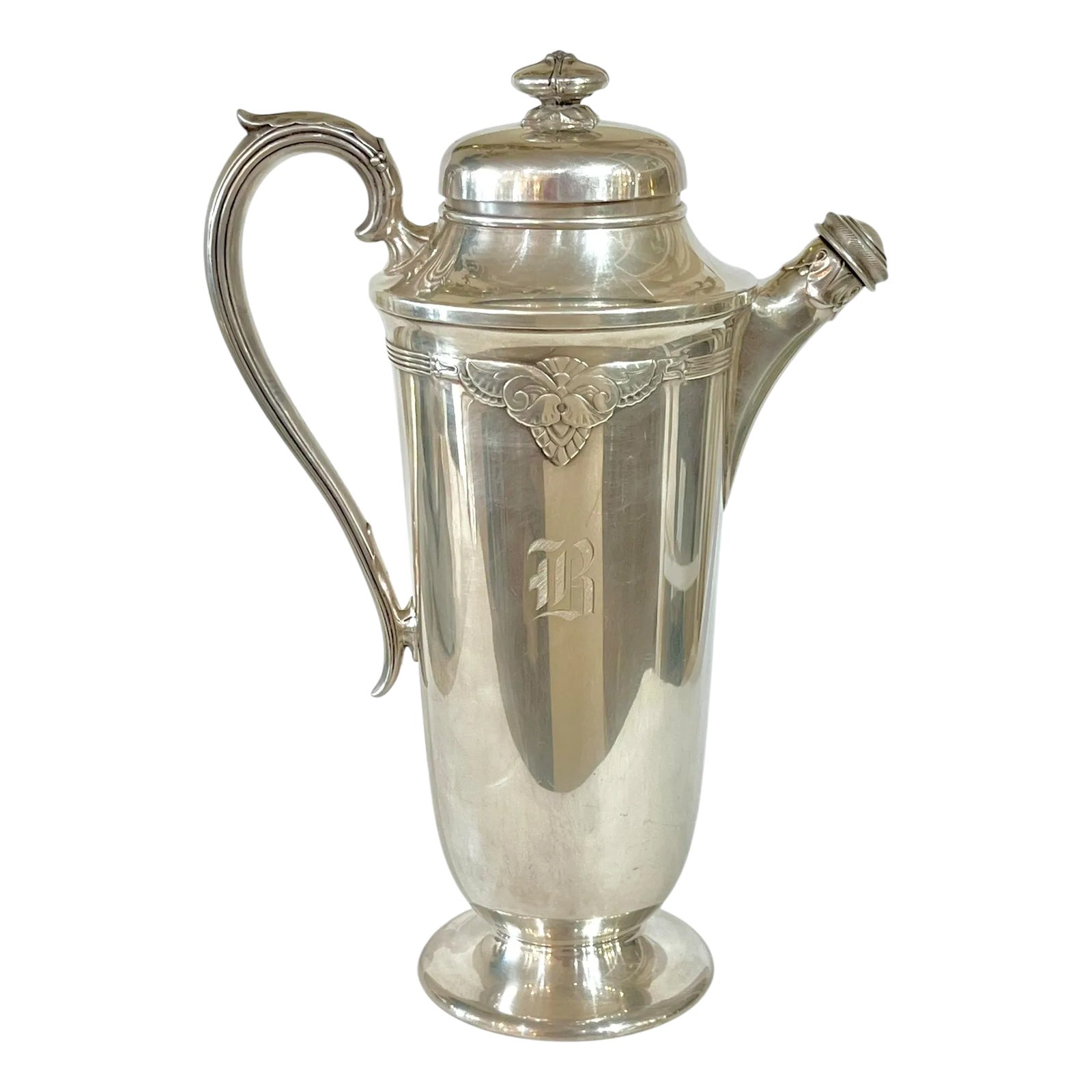 Antique Art Deco Silver Plate Cocktail Shaker With Monogram B | Chairish