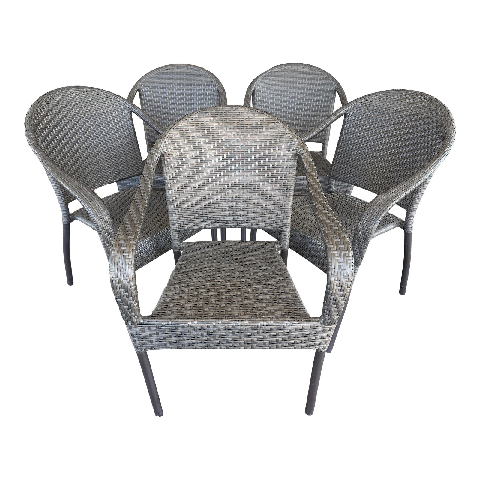 Frontgate Outdoor Cafe Stacking Chairs, Set of Five | Chairish