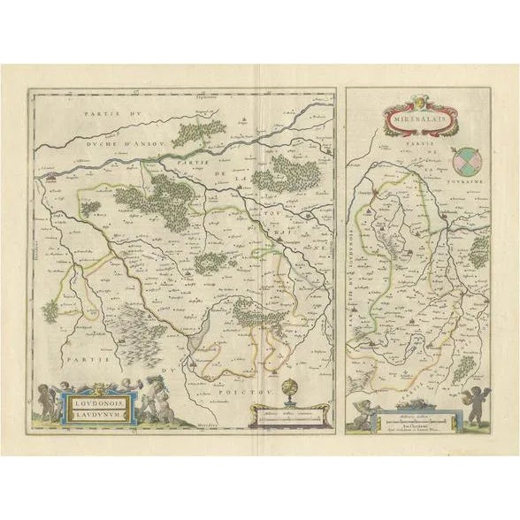 Loudun and Mirebeau Map by Blaeu | Chairish