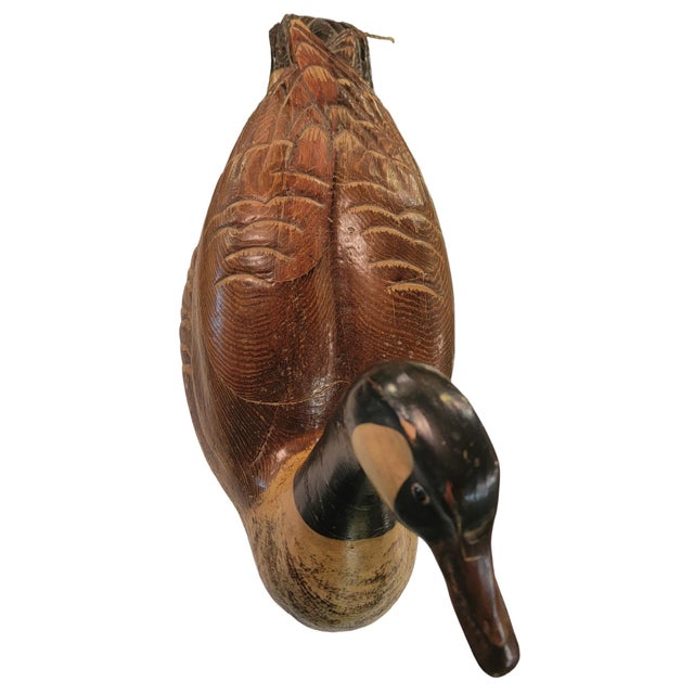 1960s Canadian Hand-Carved Goose Decoy With Glass Eyes | Chairish