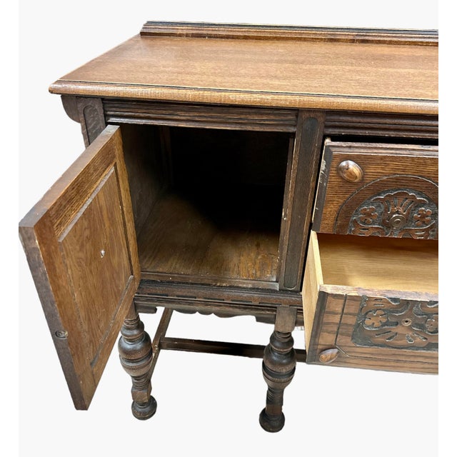 Antique Spanish Revival or Jacobean Oak Buffet - Circa 1915 | Chairish
