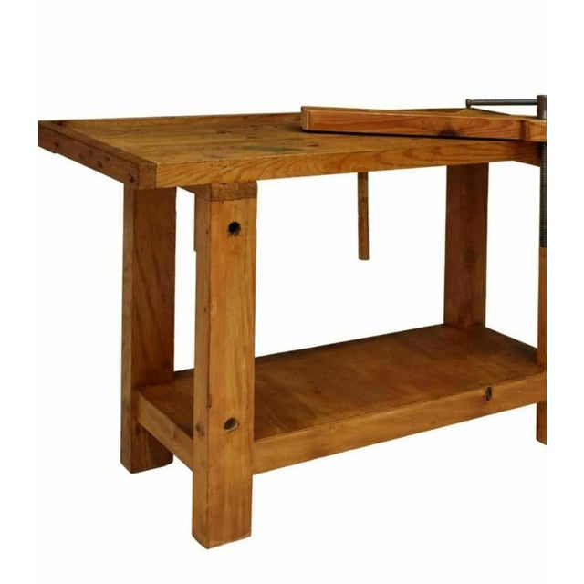 Vintage Carpentry Woodworking Pine Workbench Table | Chairish